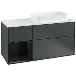 Villeroy & Boch Villeroy und Boch Finion Waschtischunterschrank G271PDHG 120cm, Abdeckplatte white matt, Emotion, Regal links Black matt lacquer, Midnight Blue Matt Lacquer