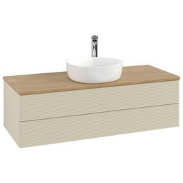 Villeroy & Boch Villeroy und Boch Antao Waschtisch-Unterschrank K21151HJ 120x36x50cm, Hahnloch, Waschbeckenplattenfarbe honey oak, silk grey matt lacquer