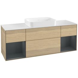 Villeroy & Boch Villeroy und Boch Finion Waschtischunterschrank G741HGPC 160x60,3x50,1cm, Regale Midnight matt lacquer, Oak Veneer