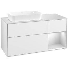 Villeroy & Boch Villeroy und Boch Finion Waschtischunterschrank G281MTGF 120cm, Abdeckplatte white matt, Emotion, Regal rechts White matt lacquer, Glossy white lacquer