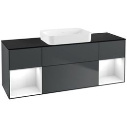 Villeroy & Boch Villeroy und Boch Finion Waschtischunterschrank G742GFHG 160x60,3x50,1cm, Regale Glossy white lacquer, Midnight Blue Matt Lacquer