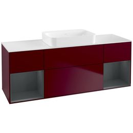 Villeroy & Boch Villeroy und Boch Finion Waschtischunterschrank G741HGHB 160x60,3x50,1cm, Regale Midnight matt lacquer, Peony Matt