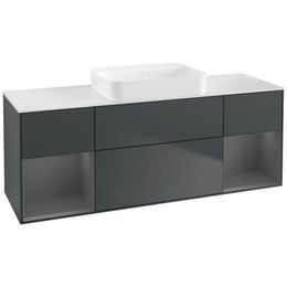 Villeroy & Boch Villeroy und Boch Finion Waschtischunterschrank G741GKHG 160x60,3x50,1cm, Regale Anthracite matt lacquer, Midnight Blue Matt Lacquer