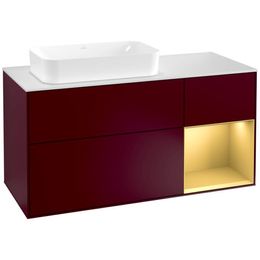Villeroy & Boch Villeroy und Boch Finion Waschtischunterschrank G281HFHB 120cm, Abdeckplatte white matt, Emotion, Regal rechts Gold matt, Peony Matt
