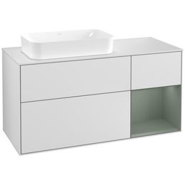 Villeroy & Boch Villeroy und Boch Finion Waschtischunterschrank G281GMMT 120cm, Abdeckplatte white matt, Emotion, Regal rechts Olive Matt Lacquer, White matt lacquer