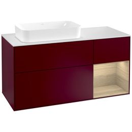 Villeroy & Boch Villeroy und Boch Finion Waschtischunterschrank G281PCHB 120cm, Abdeckplatte white matt, Emotion, Regal rechts Oak Veneer, Peony Matt