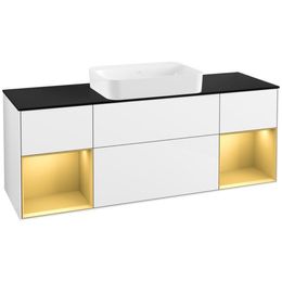 Villeroy & Boch Villeroy und Boch Finion Waschtischunterschrank G742HFGF 160x60,3x50,1cm, Regale Gold matt lacquer, Glossy white lacquer