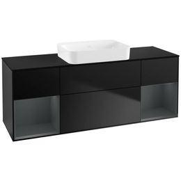 Villeroy & Boch Villeroy und Boch Finion Waschtischunterschrank G742HGPD 160x60,3x50,1cm, Regale Midnight matt lacquer, Black matt lacquer