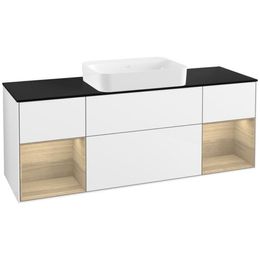 Villeroy & Boch Villeroy und Boch Finion Waschtischunterschrank G742PCGF 160x60,3x50,1cm, Regale Oak Veneer, Glossy white lacquer