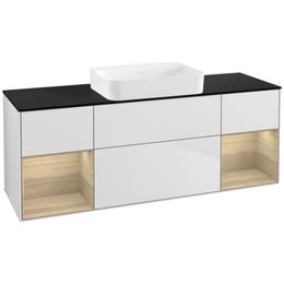 Villeroy & Boch Villeroy und Boch Finion Waschtischunterschrank G742PCMT 160x60,3x50,1cm, Regale Oak Veneer, White matt lacquer