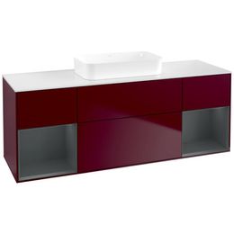 Villeroy & Boch Villeroy und Boch Finion Waschtischunterschrank F741HGHB 160x60,3x50,1cm, Regale Midnight matt lacquer, Peony Matt
