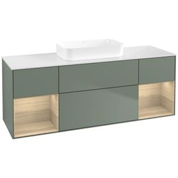 Villeroy & Boch Villeroy und Boch Finion Waschtischunterschrank F741PCGM 160x60,3x50,1cm, Regale Oak Veneer, Olive Matt Lacquer