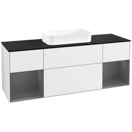 Villeroy & Boch Villeroy und Boch Finion Waschtischunterschrank F742GKGF 160x60,3x50,1cm, Regale Anthracite matt lacquer, Glossy white lacquer