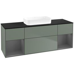 Villeroy & Boch Villeroy und Boch Finion Waschtischunterschrank F742GKGM 160x60,3x50,1cm, Regale Anthracite matt lacquer, Olive Matt Lacquer