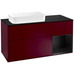 Villeroy & Boch Villeroy und Boch Finion Waschtischunterschrank G282PDHB 120cm, Abdeckplatte black matt, Emotion, Regal rechts Black matt lacquer, Peony Matt