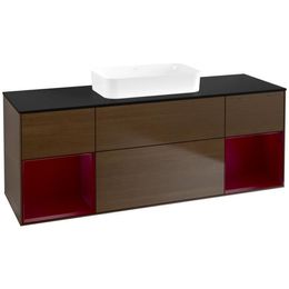 Villeroy & Boch Villeroy und Boch Finion Waschtischunterschrank F742HBGN 160x60,3x50,1cm, Regale Peony matt lacquer, Walnut veneer