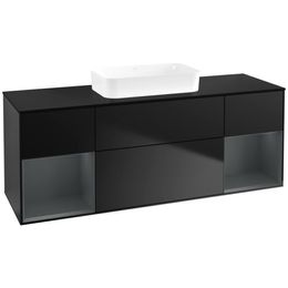 Villeroy & Boch Villeroy und Boch Finion Waschtischunterschrank F742HGPD 160x60,3x50,1cm, Regale Midnight matt lacquer, Black matt lacquer