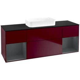 Villeroy & Boch Villeroy und Boch Finion Waschtischunterschrank F742HGHB 160x60,3x50,1cm, Regale Midnight matt lacquer, Peony Matt
