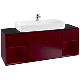 Villeroy & Boch Villeroy und Boch Finion Waschtischunterschrank F212HBHB 160cm, Abdeckplatte black matt, Regale Peony matt lacquer, Peony Matt