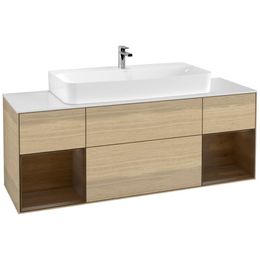 Villeroy & Boch Villeroy und Boch Finion Waschtischunterschrank G211GNPC 160cm, Abdeckplatte white matt, Emotion, Regale Walnut veneer, Oak Veneer