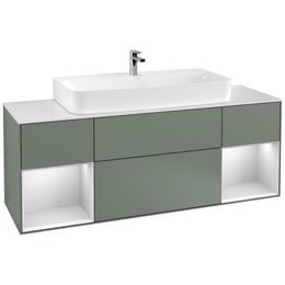Villeroy & Boch Villeroy und Boch Finion Waschtischunterschrank G211MTGM 160cm, Abdeckplatte white matt, Emotion, Regale White matt lacquer, Olive Matt Lacquer