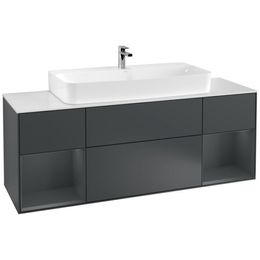 Villeroy & Boch Villeroy und Boch Finion Waschtischunterschrank G211HGHG 160cm, Abdeckplatte white matt, Emotion, Regale Midnight matt lacquer, Midnight Blue Matt Lacquer