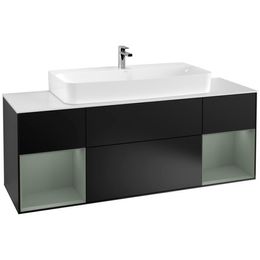 Villeroy & Boch Villeroy und Boch Finion Waschtischunterschrank F211GMPD 160cm, Abdeckplatte white matt, Regale Olive matt lacquer, Black matt lacquer