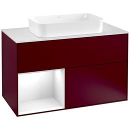 Villeroy & Boch Villeroy und Boch Finion Waschtischunterschrank G241GFHB 100cm, Abdeckplatte white matt, Emotion, Regal links Glossy white lacquer, Peony Matt