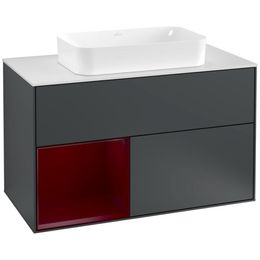 Villeroy & Boch Villeroy und Boch Finion Waschtischunterschrank G241HBHG 100cm, Abdeckplatte white matt, Emotion, Regal links Peony, Midnight Blue Matt Lacquer