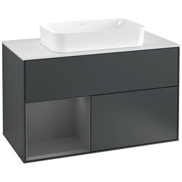 Villeroy & Boch Villeroy und Boch Finion Waschtischunterschrank G241GKHG 100cm, Abdeckplatte white matt, Emotion, Regal links Anthracite matt, Midnight Blue Matt Lacquer