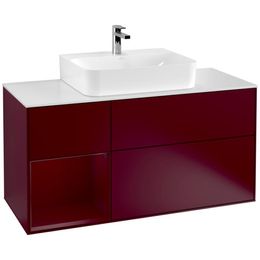 Villeroy & Boch Villeroy und Boch Finion Waschtischunterschrank F161HBHB 120cm, Abdeckplatte white matt, Regal links Peony, Peony Matt