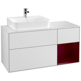 Villeroy & Boch Villeroy und Boch Finion Waschtischunterschrank G151HBMT 120cm, Abdeckplatte white matt, Emotion, Regal links Peony, White matt lacquer
