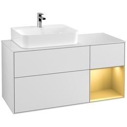 Villeroy & Boch Villeroy und Boch Finion Waschtischunterschrank G151HFMT 120cm, Abdeckplatte white matt, Emotion, Regal links Gold matt, White matt lacquer