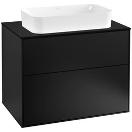 Villeroy & Boch Villeroy und Boch Finion Waschtischunterschrank F22200PD 80x60,3cm, Abdeckplatte black matt, Black matt lacquer