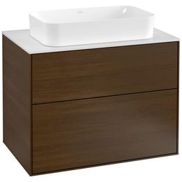 Villeroy & Boch Villeroy und Boch Finion Waschtischunterschrank G22100GN 80x60,3cm, Emotion, Abdeckplatte white matt, Walnut veneer