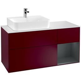 Villeroy & Boch Villeroy und Boch Finion Waschtischunterschrank F151HGHB 120cm, Abdeckplatte white matt, Regal rechts Midnight Blue Matt Lacquer, Peony Matt