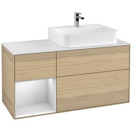 Villeroy & Boch Villeroy und Boch Finion Waschtischunterschrank G141MTPC 120cm, Abdeckplatte white matt, Emotion, Regal links White matt lacquer, Oak Veneer