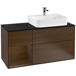 Villeroy & Boch Villeroy und Boch Finion Waschtischunterschrank G142GNGN 120cm, Abdeckplatte black matt, Emotion, Regal links Walnut veneer, Walnut veneer