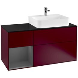Villeroy & Boch Villeroy und Boch Finion Waschtischunterschrank G142GKHB 120cm, Abdeckplatte black matt, Emotion, Regal links Anthracite matt, Peony Matt