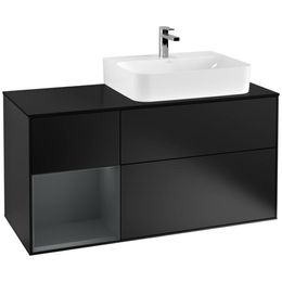 Villeroy & Boch Villeroy und Boch Finion Waschtischunterschrank G142HGPD 120cm, Abdeckplatte black matt, Emotion, Regal links Midnight Blue Matt Lacquer, Black matt lacquer