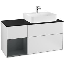 Villeroy & Boch Villeroy und Boch Finion Waschtischunterschrank G142HGMT 120cm, Abdeckplatte black matt, Emotion, Regal links Midnight Blue Matt Lacquer, White matt lacquer