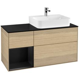 Villeroy & Boch Villeroy und Boch Finion Waschtischunterschrank G142PDPC 120cm, Abdeckplatte black matt, Emotion, Regal links Black matt lacquer, Oak Veneer