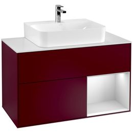Villeroy & Boch Villeroy und Boch Finion Waschtischunterschrank G121MTHB 100cm, Abdeckplatte white matt, Emotion, Regal rechts White matt lacquer, Peony Matt