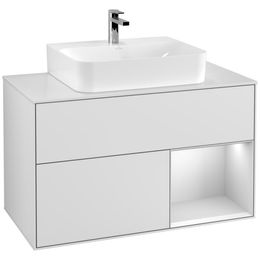 Villeroy & Boch Villeroy und Boch Finion Waschtischunterschrank G121MTMT 100cm, Abdeckplatte white matt, Emotion, Regal rechts White matt lacquer, White matt lacquer