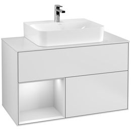 Villeroy & Boch Villeroy und Boch Finion Waschtischunterschrank G111MTMT 100cm, Abdeckplatte white matt, Emotion, Regal links White matt lacquer, White matt lacquer