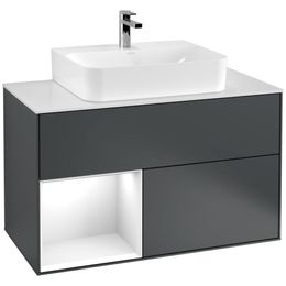 Villeroy & Boch Villeroy und Boch Finion Waschtischunterschrank G111GFHG 100cm, Abdeckplatte white matt, Emotion, Regal links Glossy white lacquer, Midnight Blue Matt Lacquer
