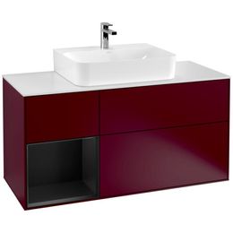 Villeroy & Boch Villeroy und Boch Finion Waschtischunterschrank G161PDHB 120cm, Abdeckplatte white matt, Emotion, Regal links Black matt lacquer, Peony Matt