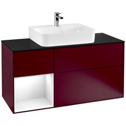 Villeroy & Boch Villeroy und Boch Finion Waschtischunterschrank G162GFHB 120cm, Abdeckplatte black matt, Emotion, Regal links Glossy white lacquer, Peony Matt