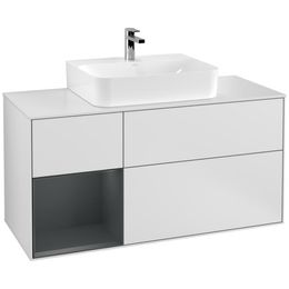 Villeroy & Boch Villeroy und Boch Finion Waschtischunterschrank G161HGMT 120cm, Abdeckplatte white matt, Emotion, Regal links Midnight Blue Matt Lacquer, White matt lacquer