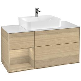 Villeroy & Boch Villeroy und Boch Finion Waschtischunterschrank G161PCPC 120cm, Abdeckplatte white matt, Emotion, Regal links Oak Veneer, Oak Veneer
